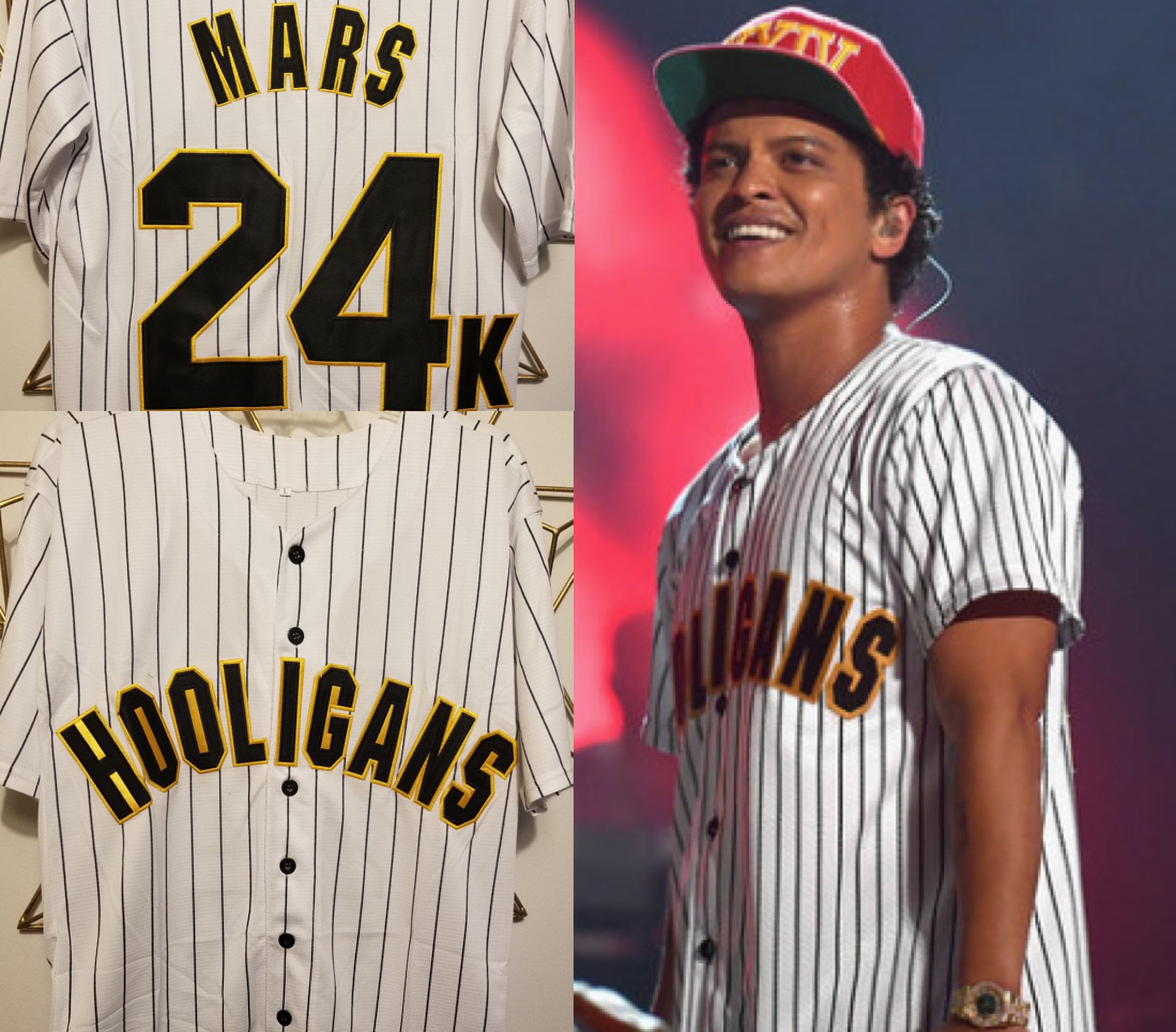 Bruno Mars 24K Magic Baseball Jersey Concert Tee Hooligans | Etsy