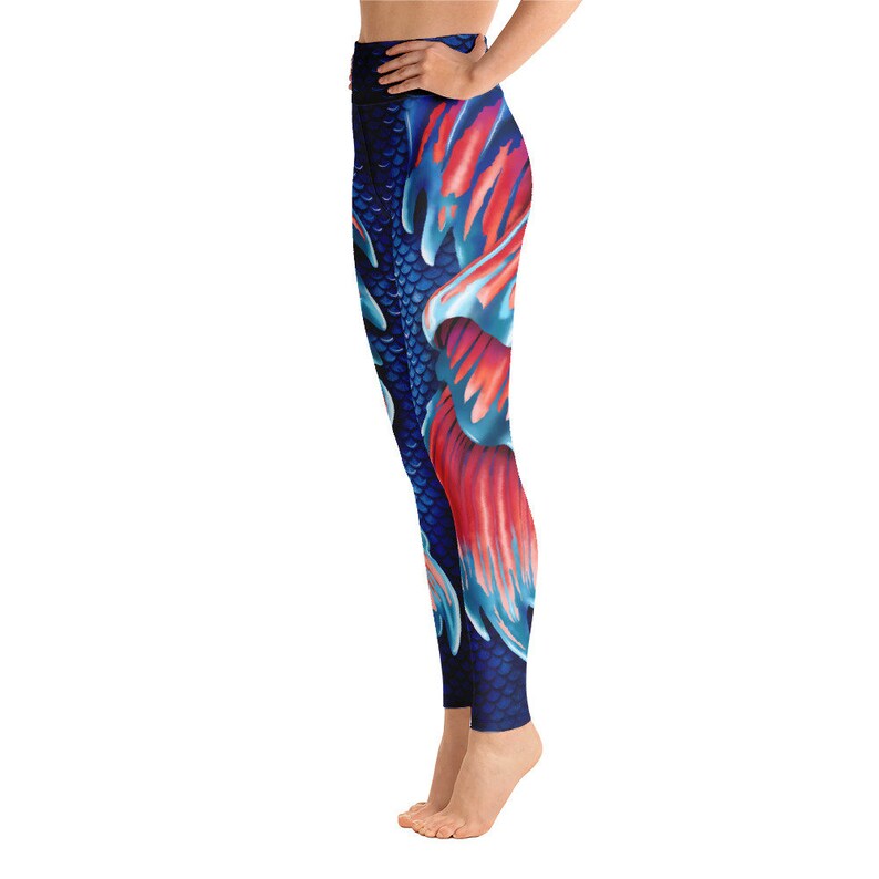 Betta Fish Tail | Yoga Leggings High Waist | Blue/red - Etsy
