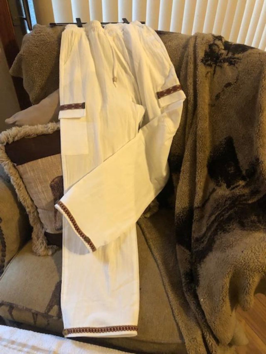Hebrew Israelite Men's Clothing White Linen Drawstring Pants Size ...