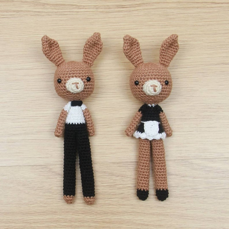 Costume Bunny Waiter Waitress Amigurumi Crochet Pattern Set PDF - Etsy