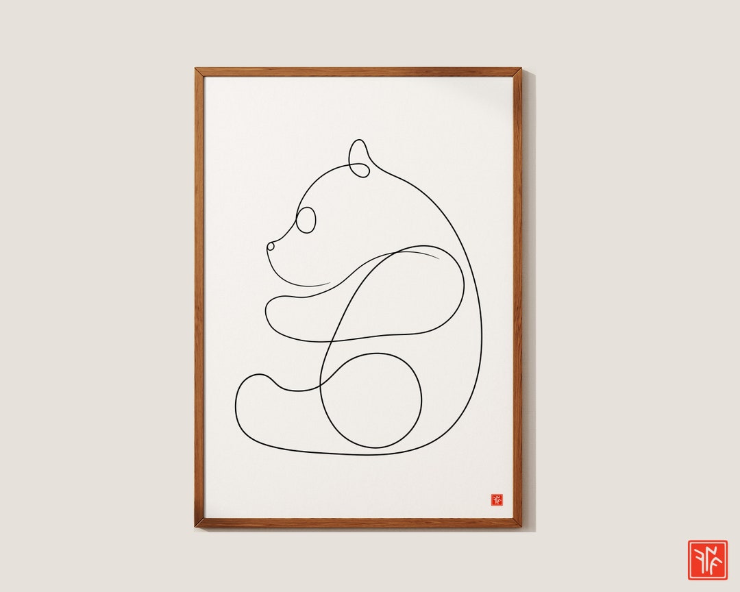 Panda Line Art, Panda Print, Panda Poster, One Line Art, One Line ...