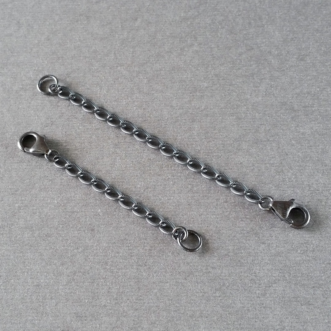 Heavy Duty Adjustable Extender Chain, Oxidized Sterling Silver, 2 Inch ...