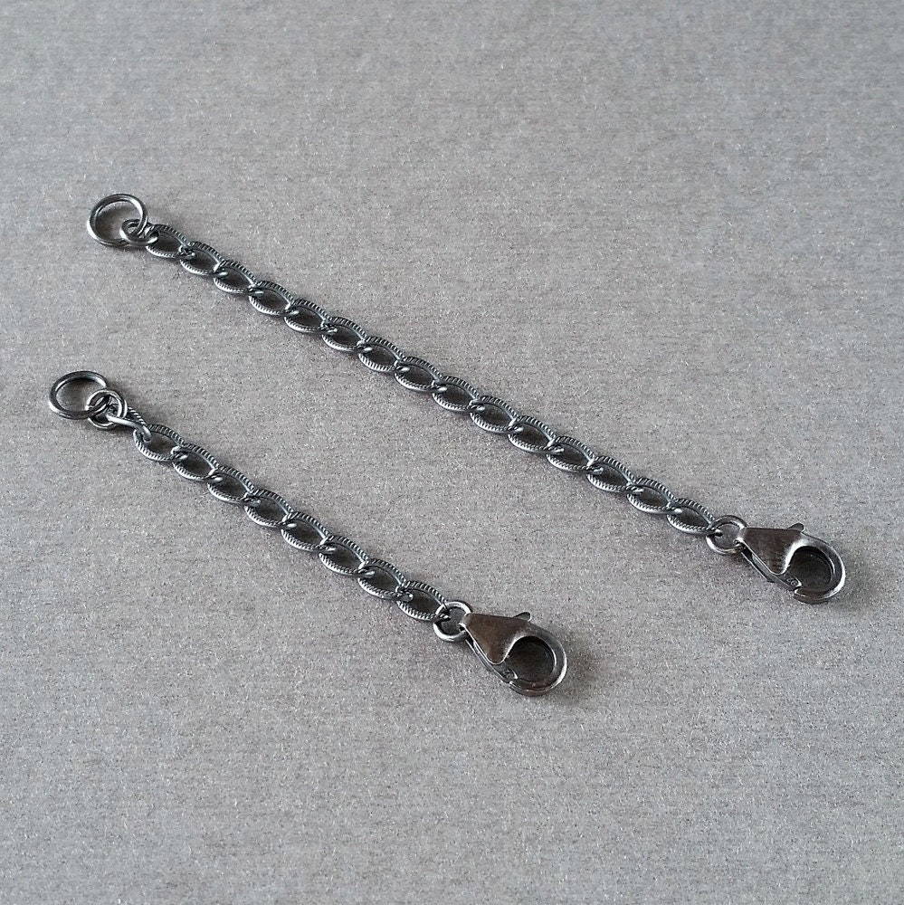 Heavy Duty Adjustable Extender Chain, Oxidized Sterling Silver, 2 Inch ...