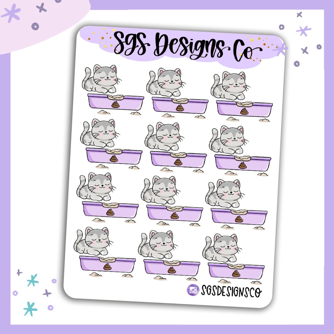 Obi the Cat Clean Litter Sticker Sheet - Etsy