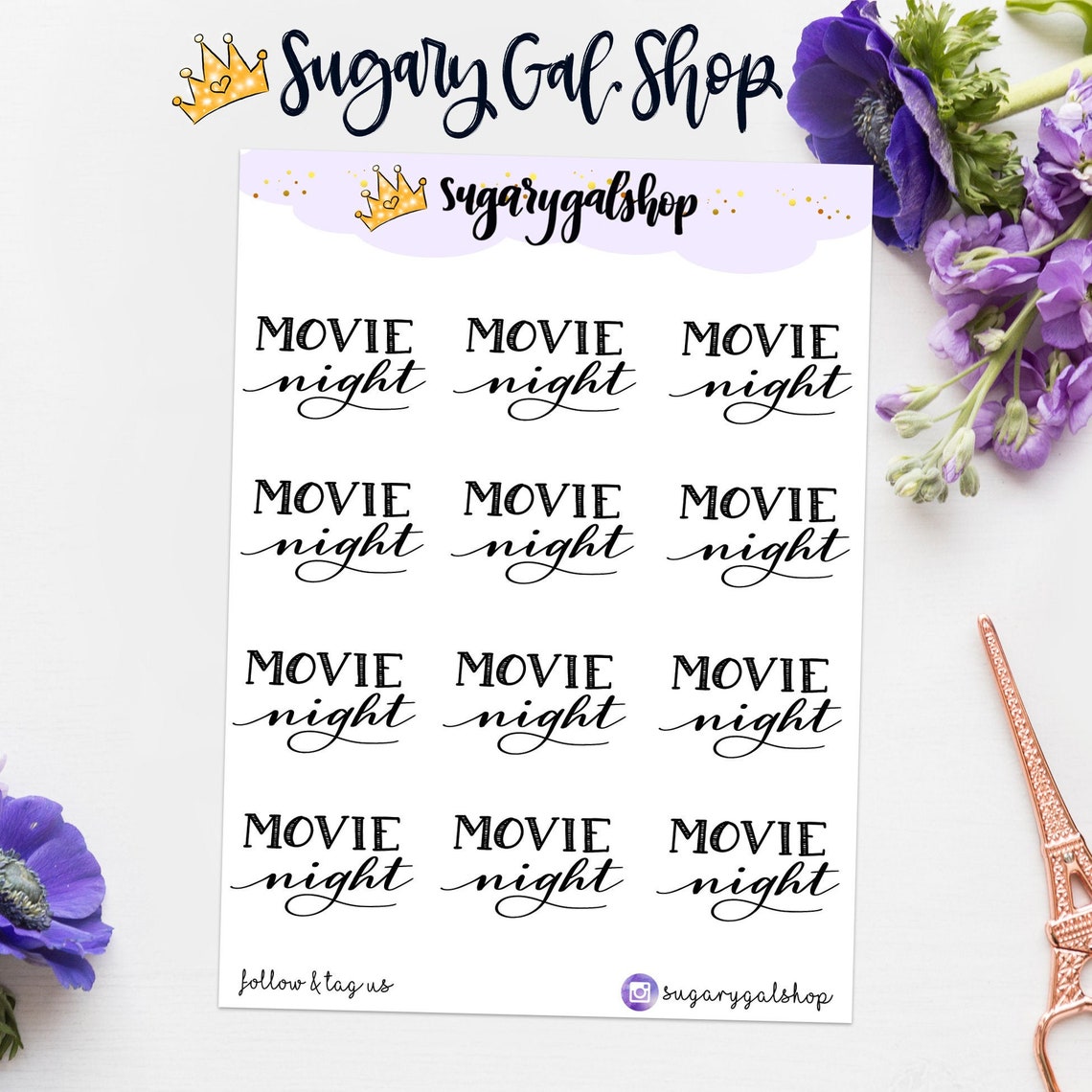 Movie Night Sticker Sheet - Etsy