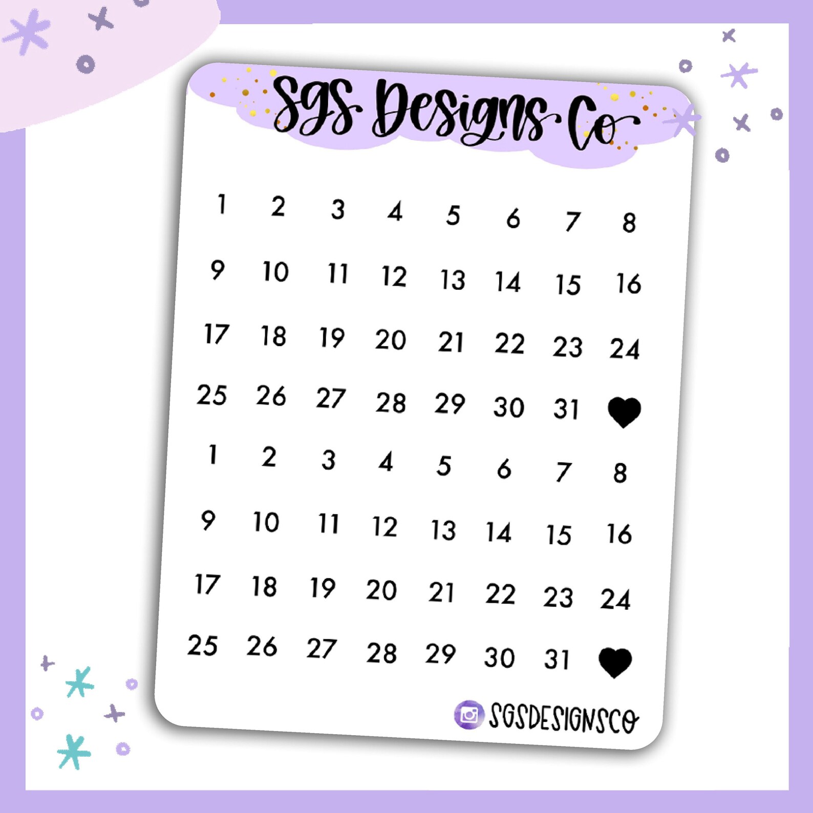 Number/dates Sticker Sheet - Etsy
