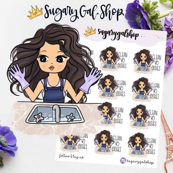 Miss Lady D Clean Dishes Sticker Sheet | Etsy