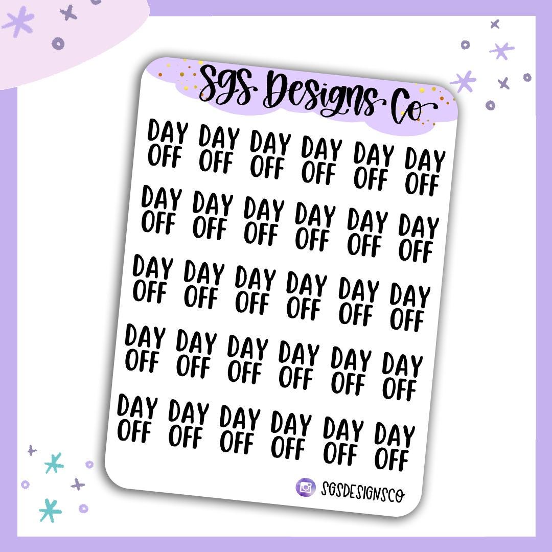 Day off Planner Scripted Sticker Sheet - Etsy