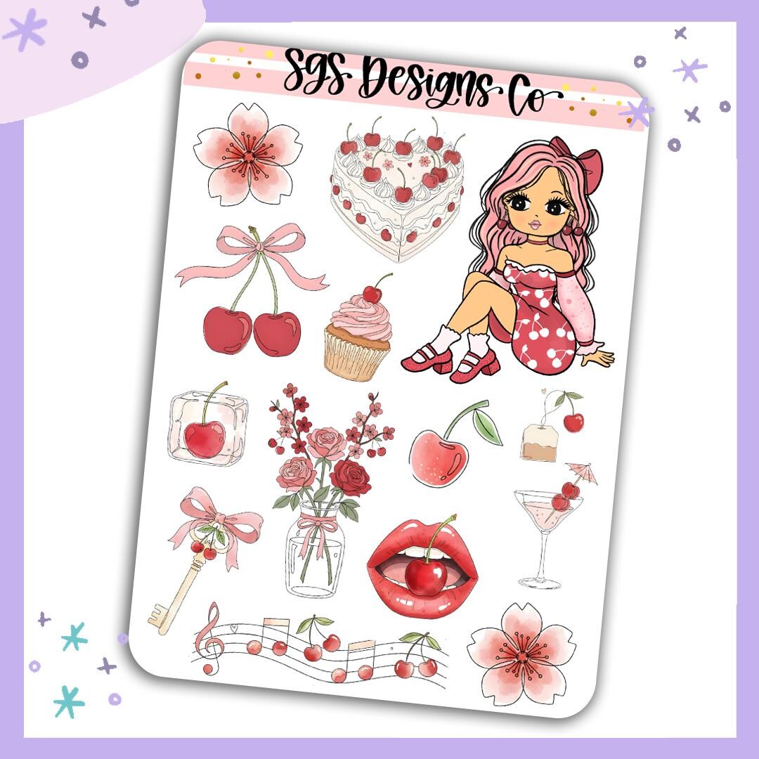 Miss Lady D Cherry XL Sticker Set - Etsy