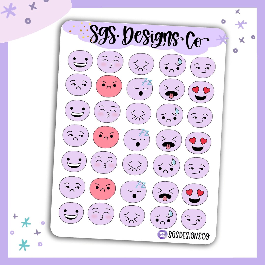 Emoticons Faces Sticker Sheet - Etsy