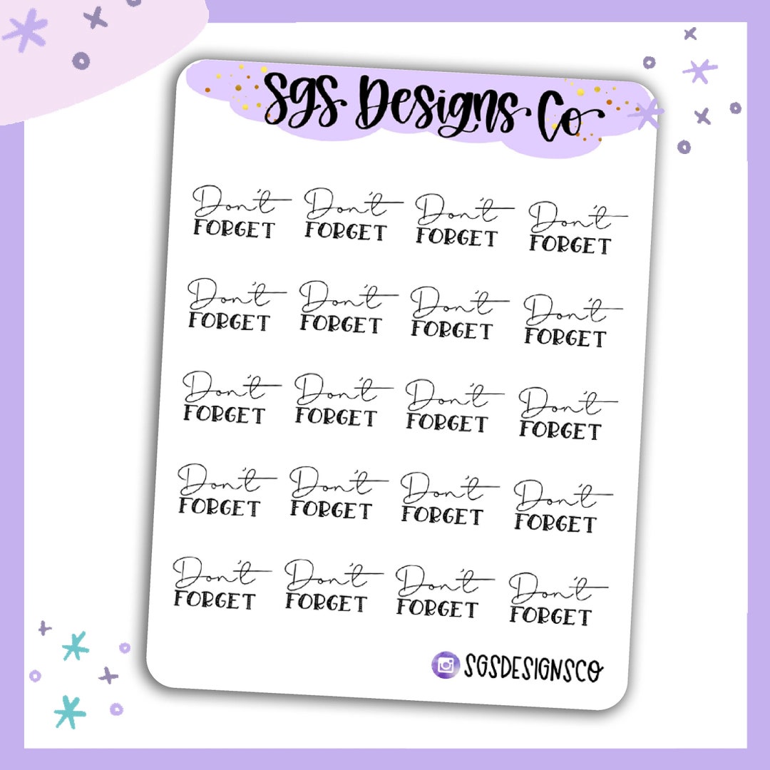 Don't Forget Scripted Sticker Sheet - Etsy