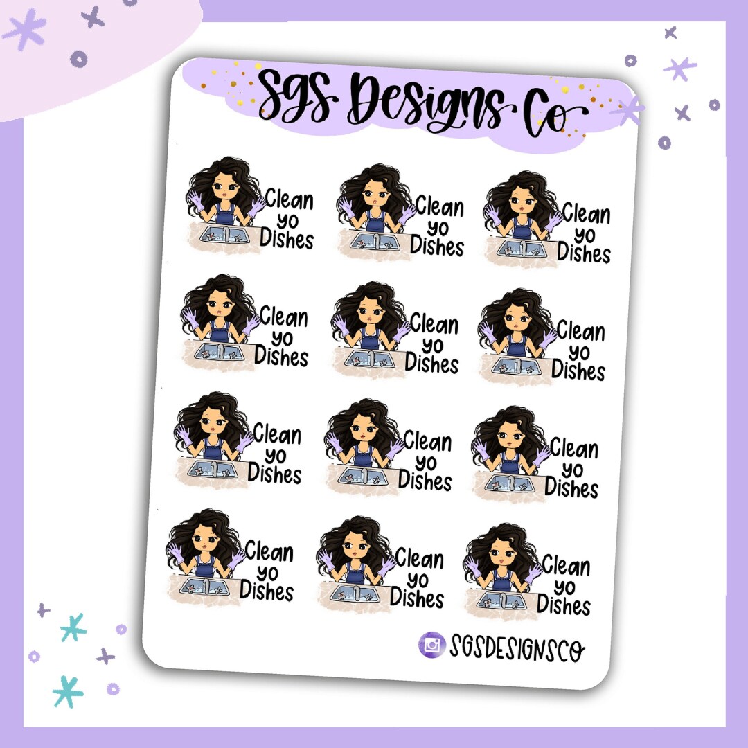 Miss Lady D Clean Dishes Sticker Sheet - Etsy