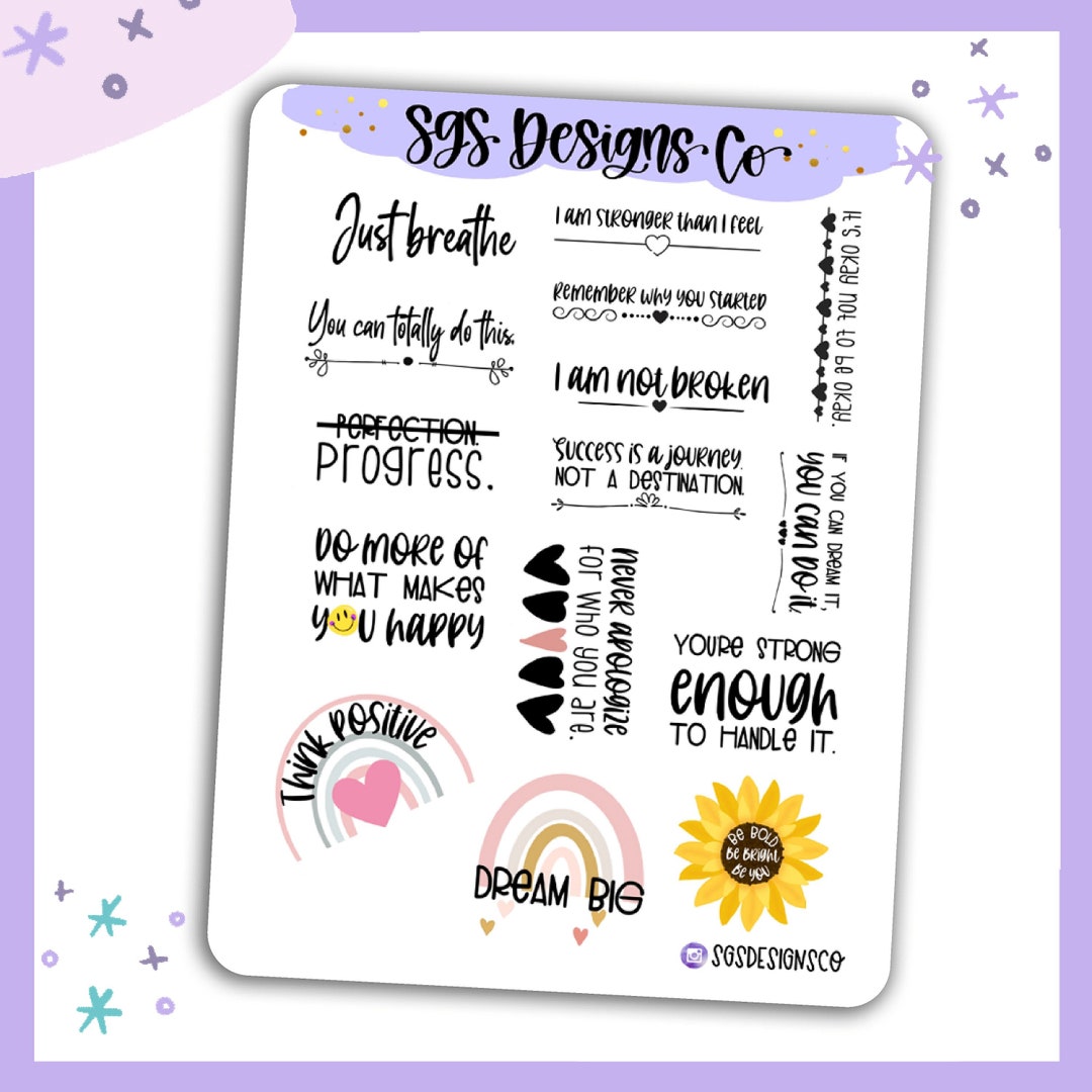 I Am Strong Quotes/phrasessticker Sheet - Etsy