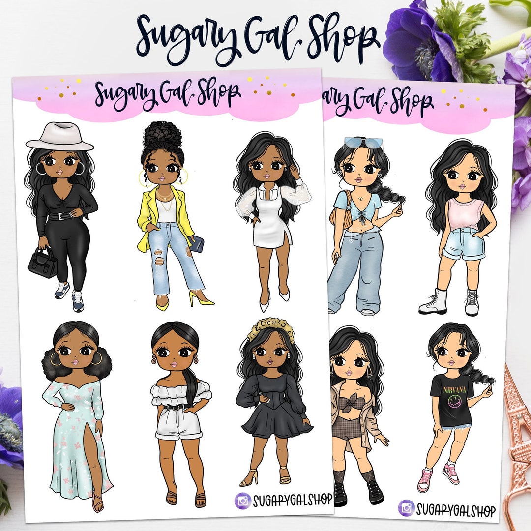 Miss Lady D Fashionista Glam XL Sticker Sheet - Etsy
