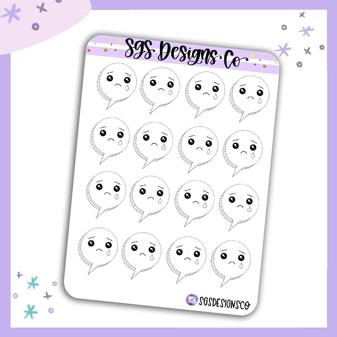 Sad Face Planner Sticker Sheet - Etsy