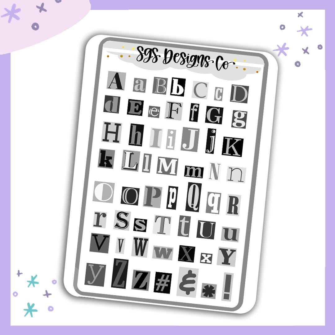 Alphabet Cutout Letters Journal Sticker Sheet - Etsy