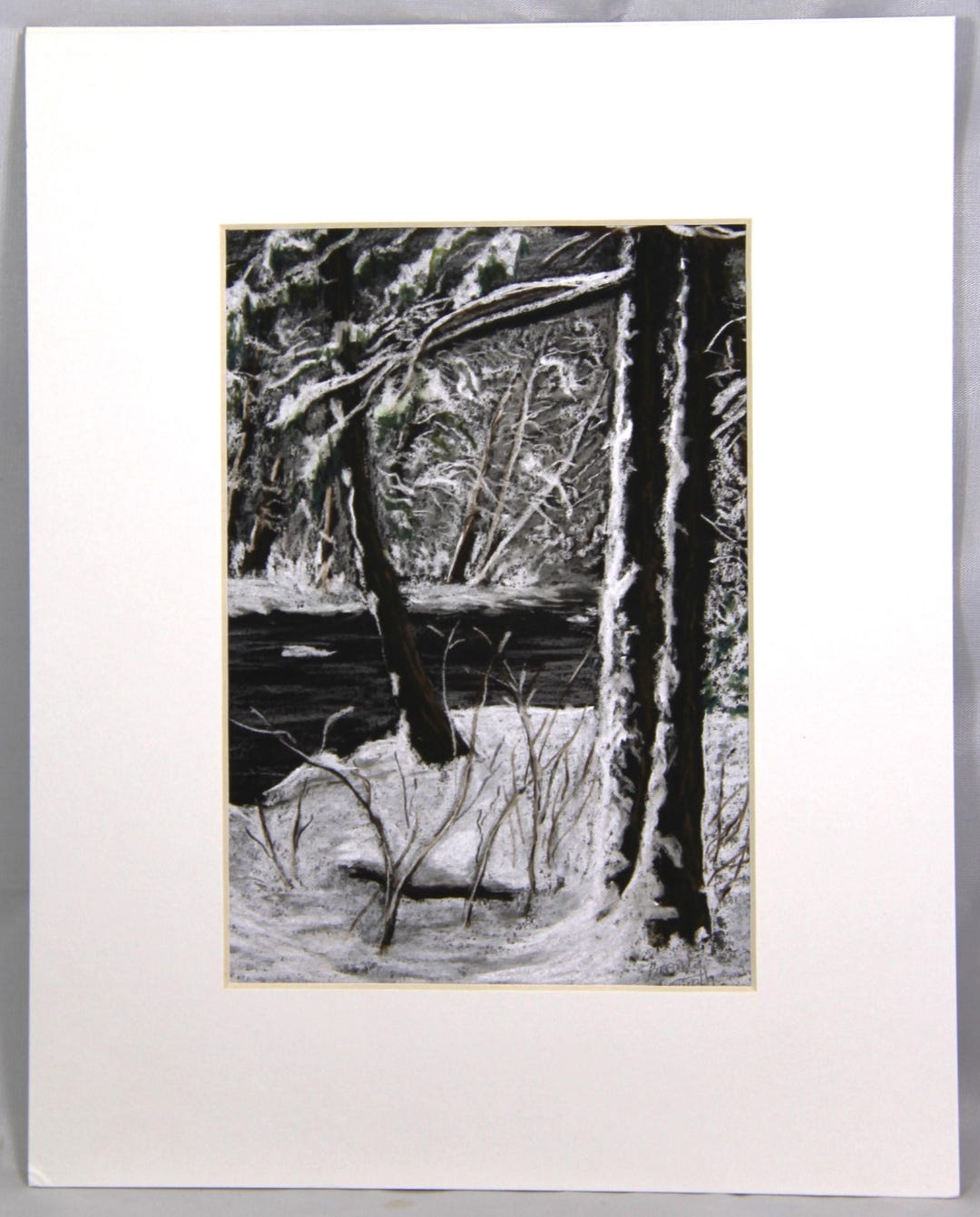 Matted Pastel Snow Scene Print of Original Art - Etsy