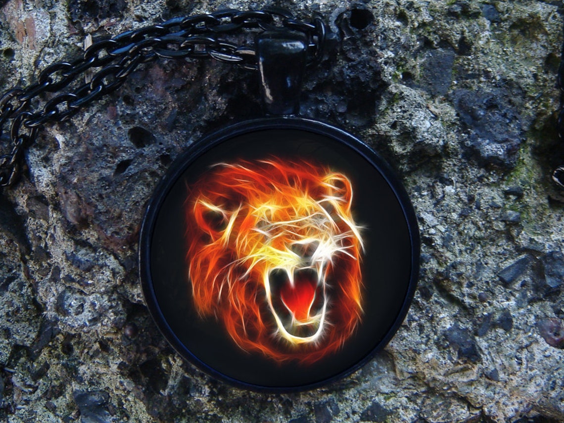 Glowing Fire Lion / Glow in the Dark / Burning Lion / Glow Necklace ...