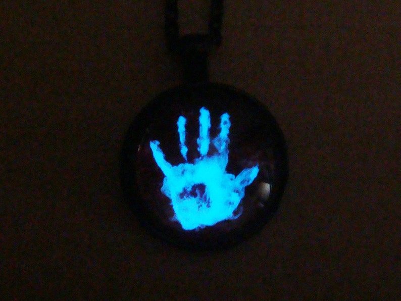 Glowing Necklace Fire Hand / Glowing Hand / Glow in the Dark / Fire ...