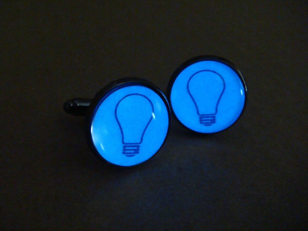 Glow in the Dark Cufflinks Lightbulb / Glowing Cuff Links / Glow ...