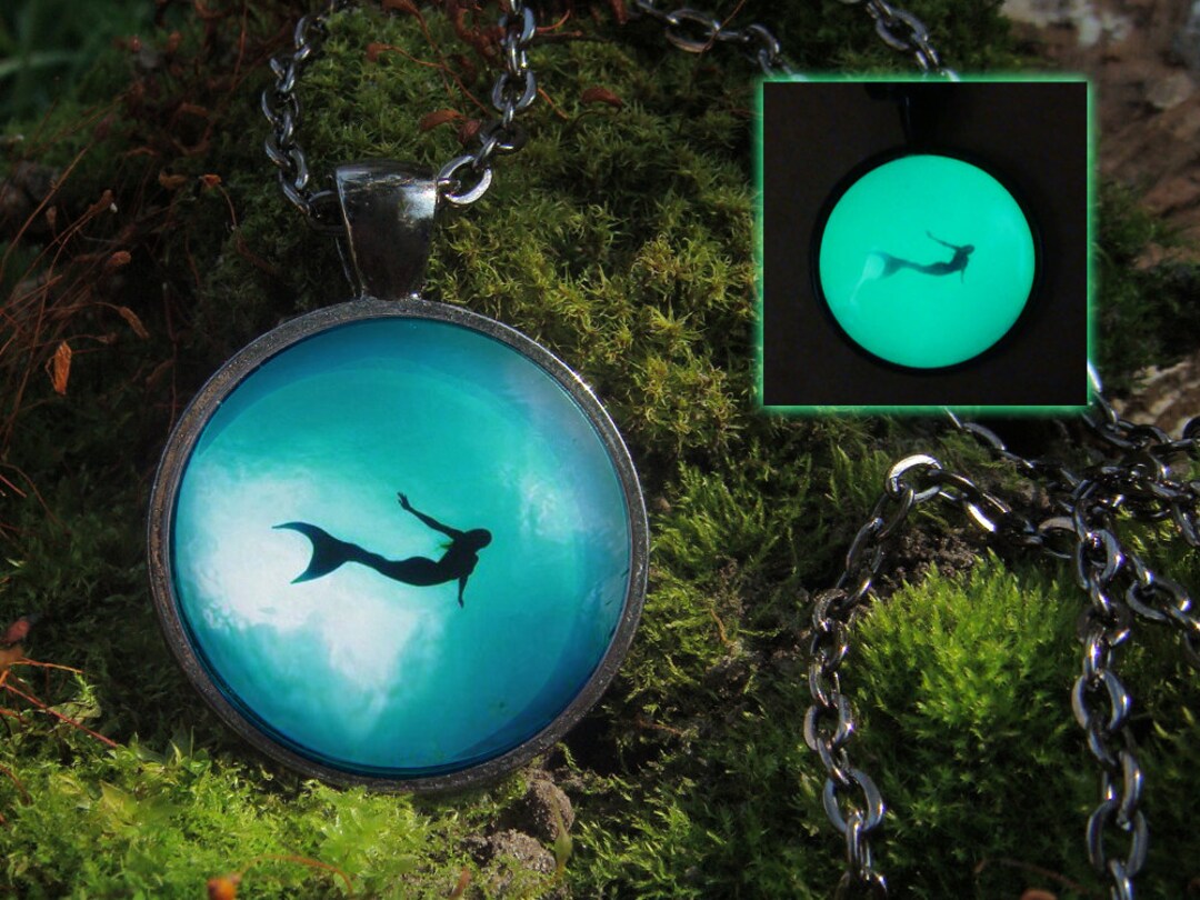 Mermaid Jewelry Glowing Mermaid Necklace Ocean Jewelry Glow in the Dark ...