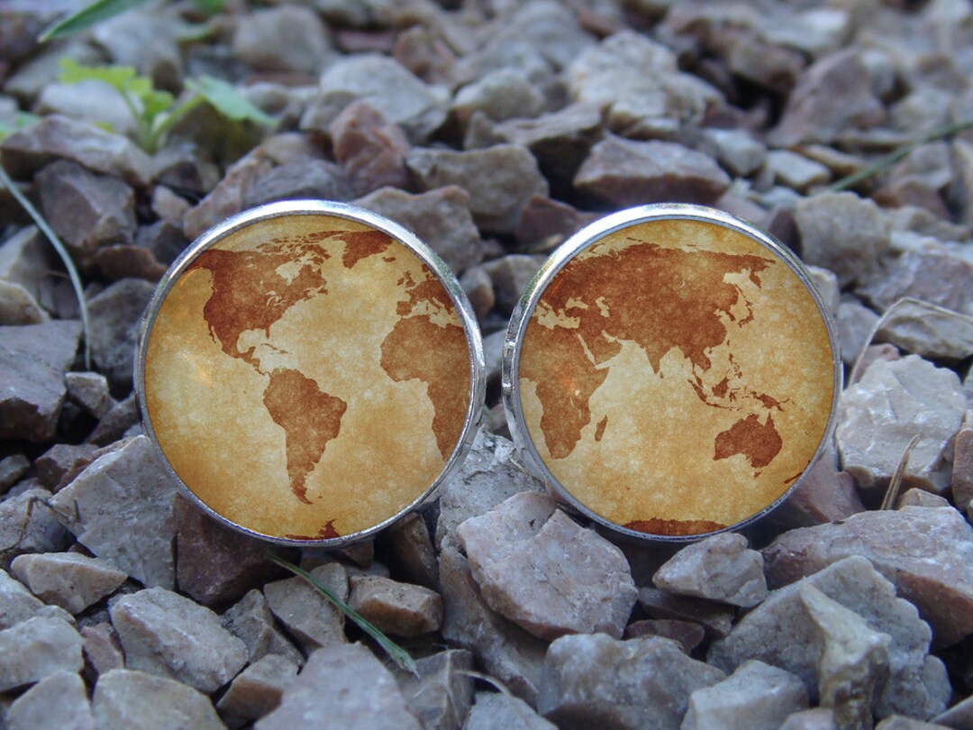 Glowing Cufflinks Old Map / Earth Cufflinks / Glow in the Dark - Etsy