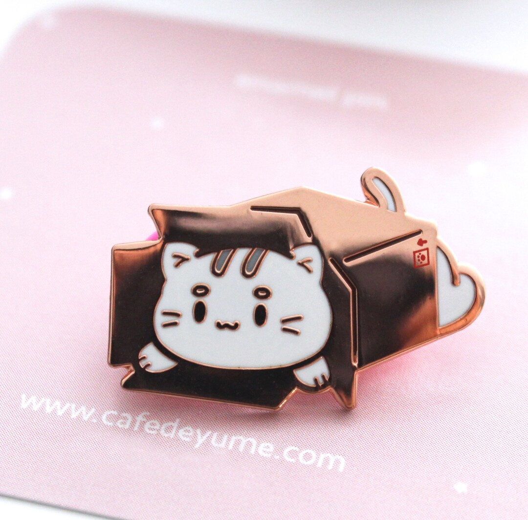 Kitty in A Box Enamel Pin Cute Kawaii Gift Lapel Pin Cat - Etsy