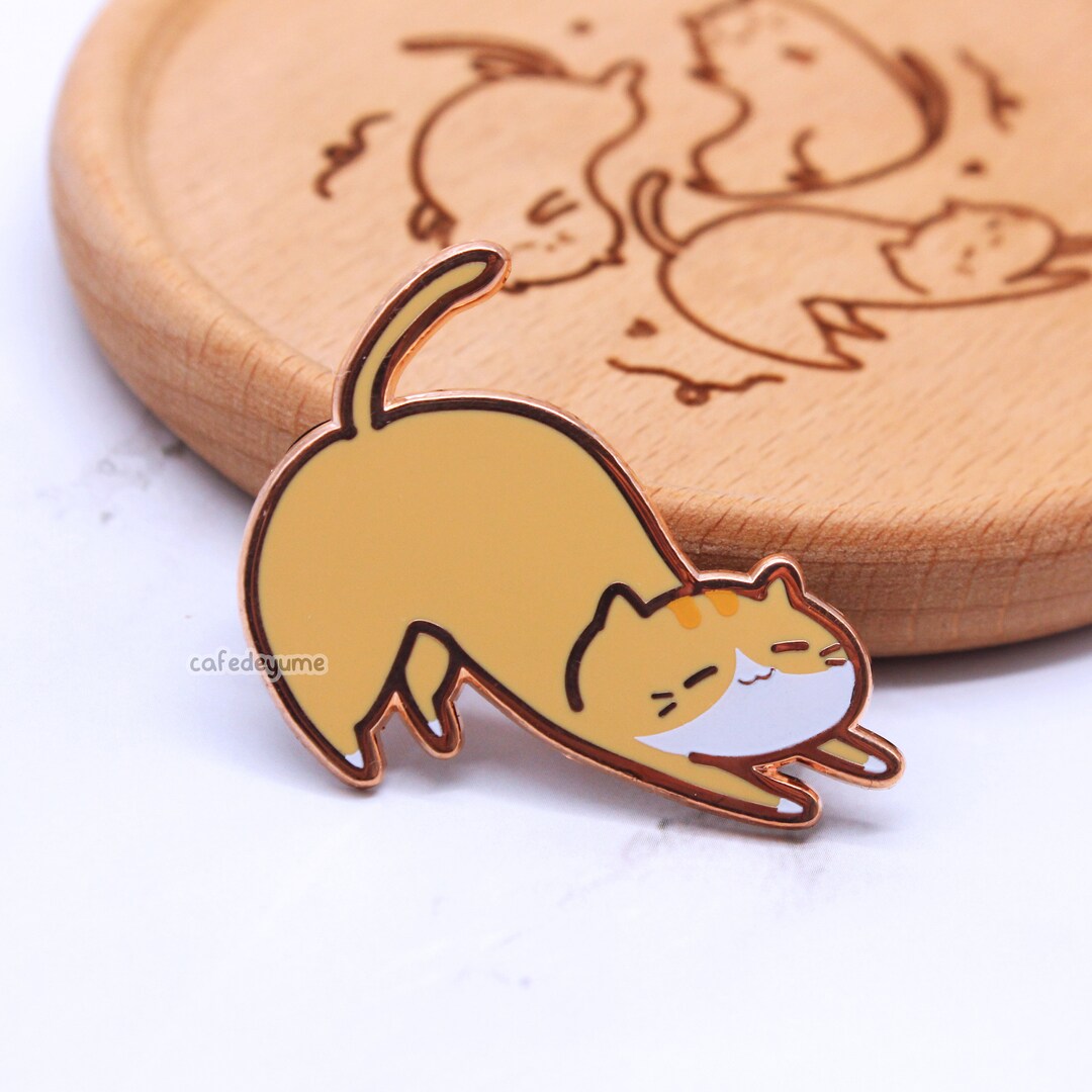 Orange Cat Enamel Pin, Cute, Kawaii, Gift, Lapel Pin - Etsy