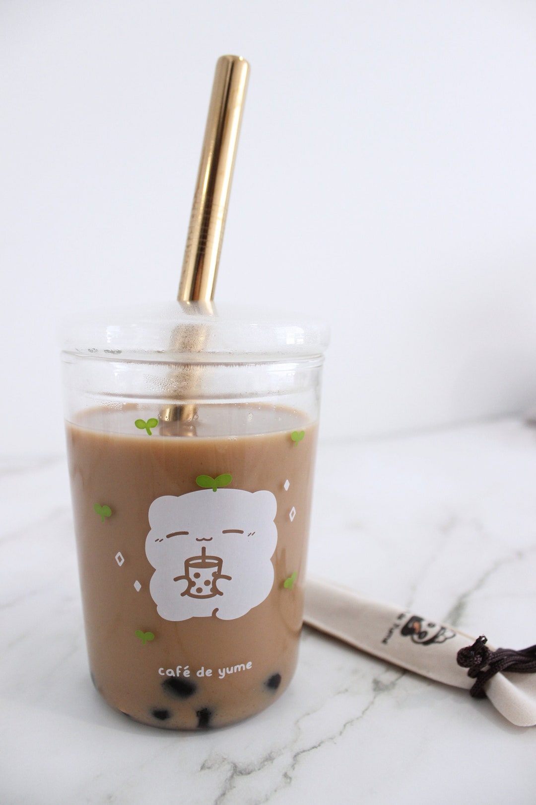 Borosilicate Glass Reusable Boba Cup W/ Straw - Etsy
