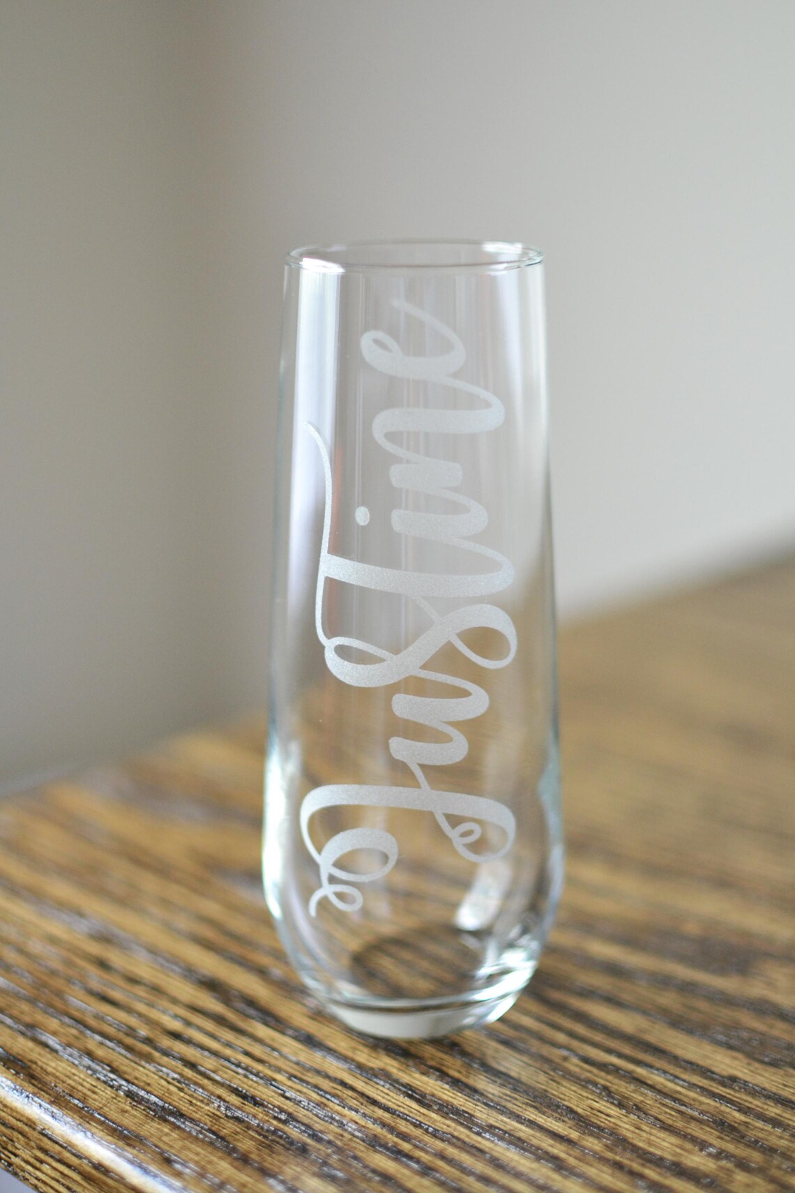 Personalized Stemless Champagne Flute: Etched Bridesmaid Toasting Flute ...