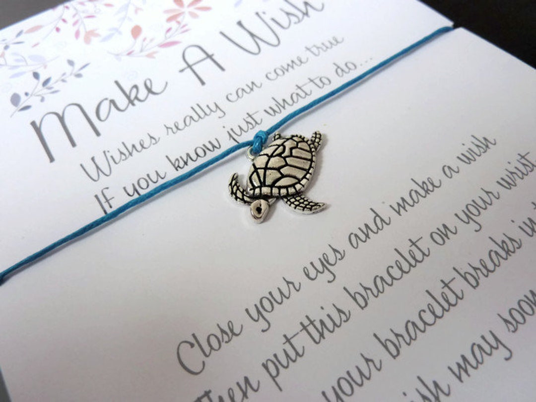 Sea Turtle Charm Wish Bracelet, Sea Life Bracelet, Choice of Colours - Etsy