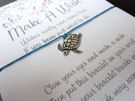 Sea Turtle Charm Wish Bracelet Sea Life Bracelet Choice of - Etsy