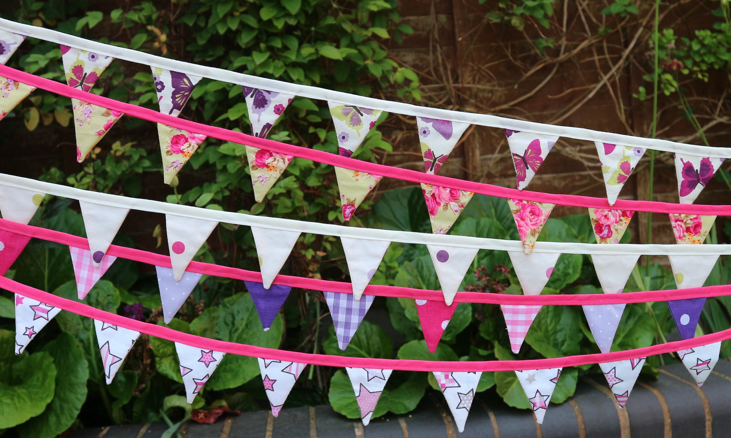 Mini Bunting, Pink Mini Bunting, Floral Bunting, Pretty Bunting, Cake ...