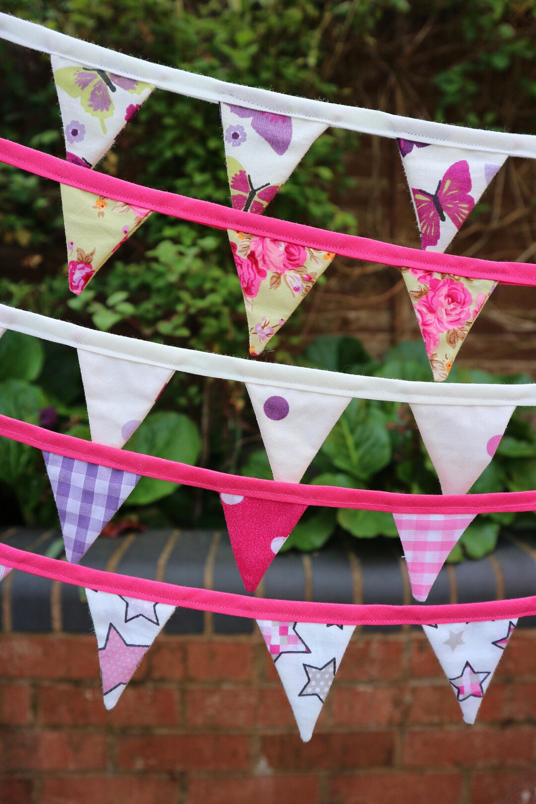 Mini Bunting, Pink Mini Bunting, Floral Bunting, Pretty Bunting, Cake ...