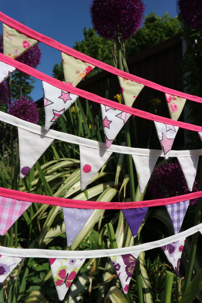 Mini Bunting, Pink Mini Bunting, Floral Bunting, Pretty Bunting, Cake ...
