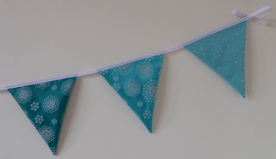 Frozen Theme Bunting Anna and Elsa Bunting, Sparkle Bunting, Turqoise ...