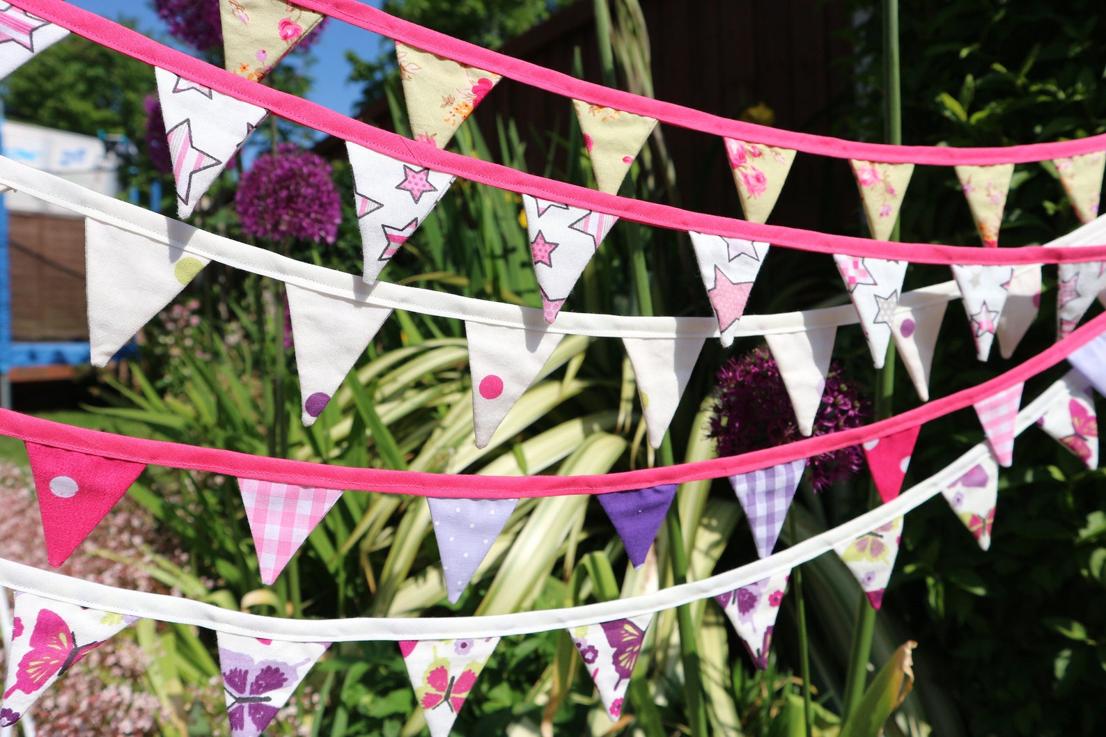 Mini Bunting, Pink Mini Bunting, Floral Bunting, Pretty Bunting, Cake ...