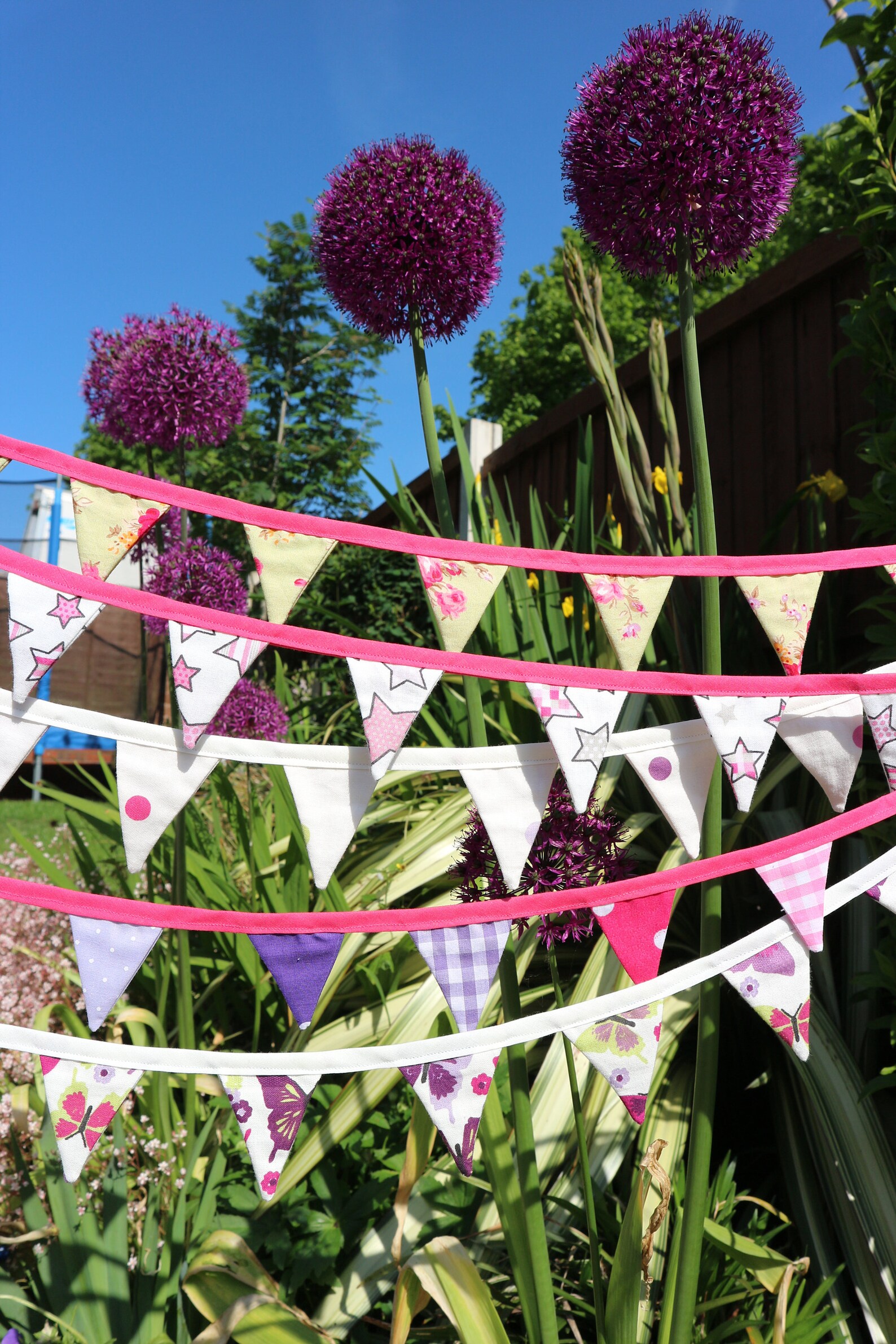 Mini Bunting, Pink Mini Bunting, Floral Bunting, Pretty Bunting, Cake ...
