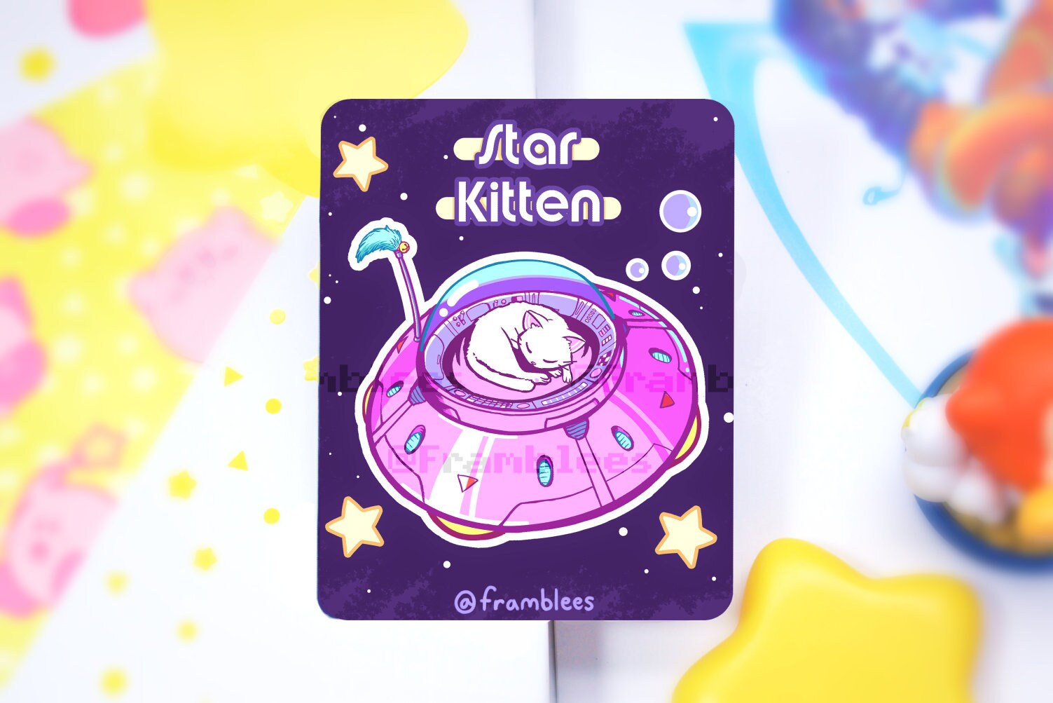 Star Kitten Space Themed Sticker Sheet Scene 3 X 4 Inches, Weather ...