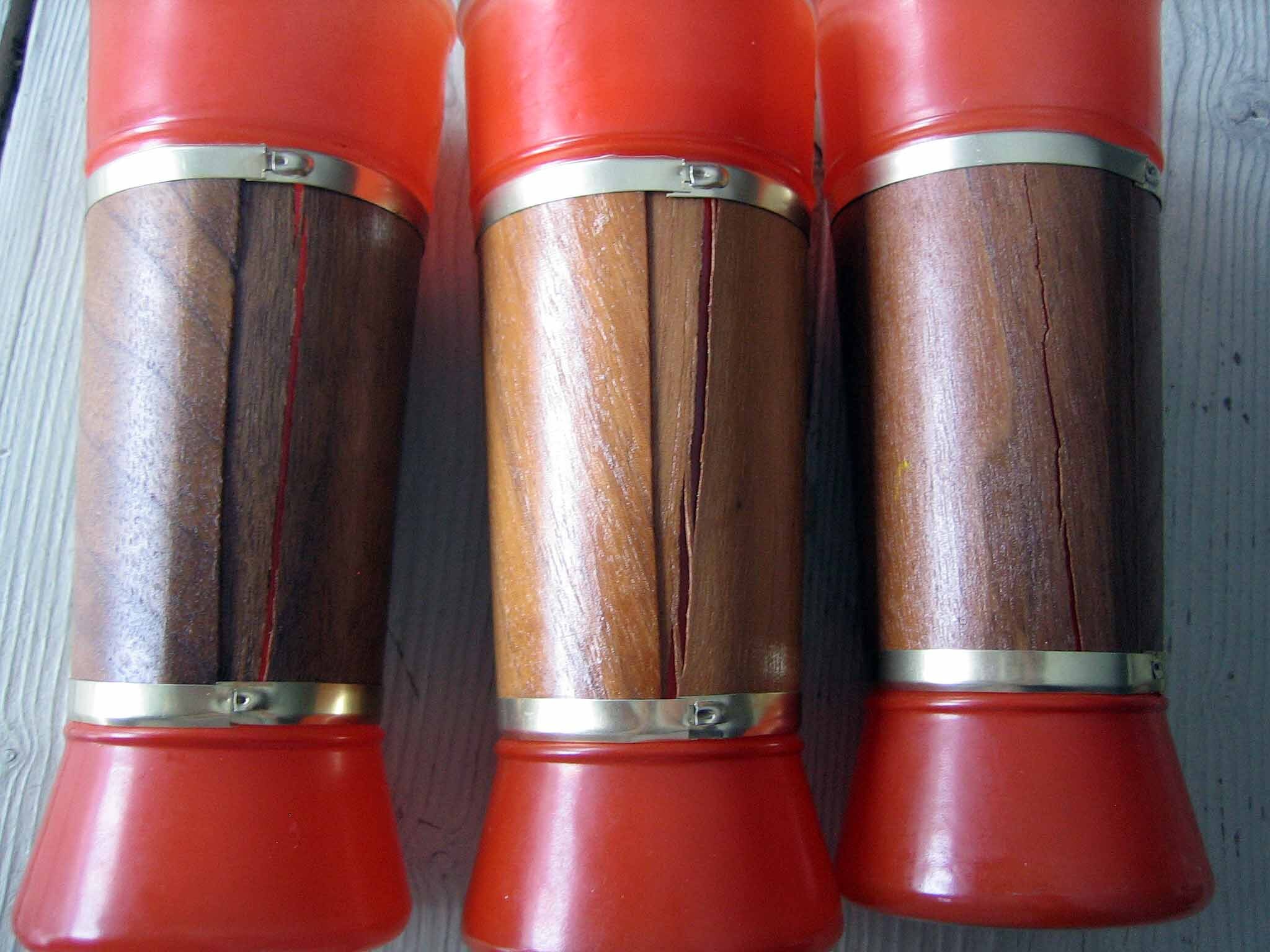 Set of 3 Mid-century Bar Glasses With Real Walnut Veneer Bands Coat of ...