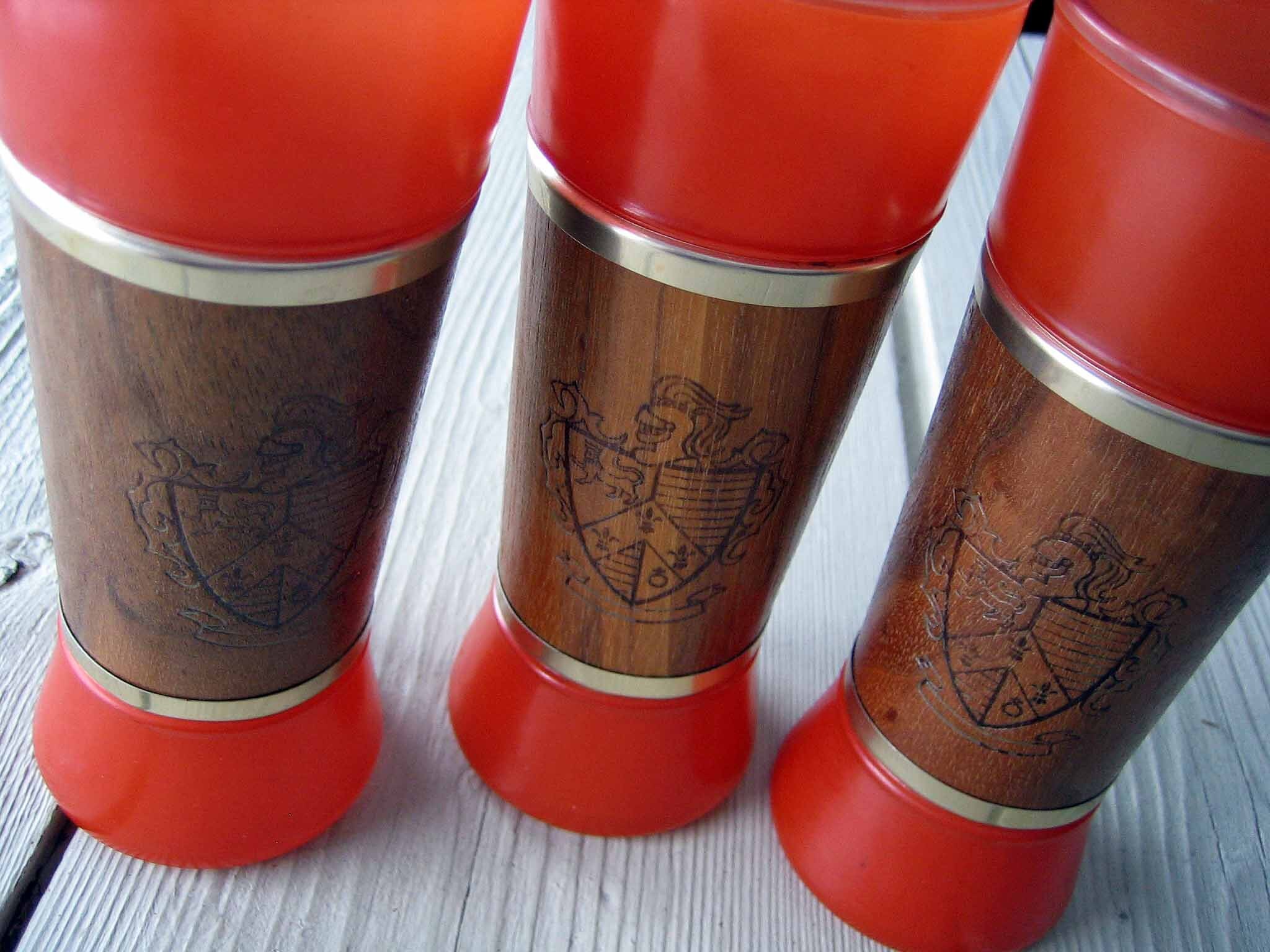 Set of 3 Mid-century Bar Glasses With Real Walnut Veneer Bands Coat of ...