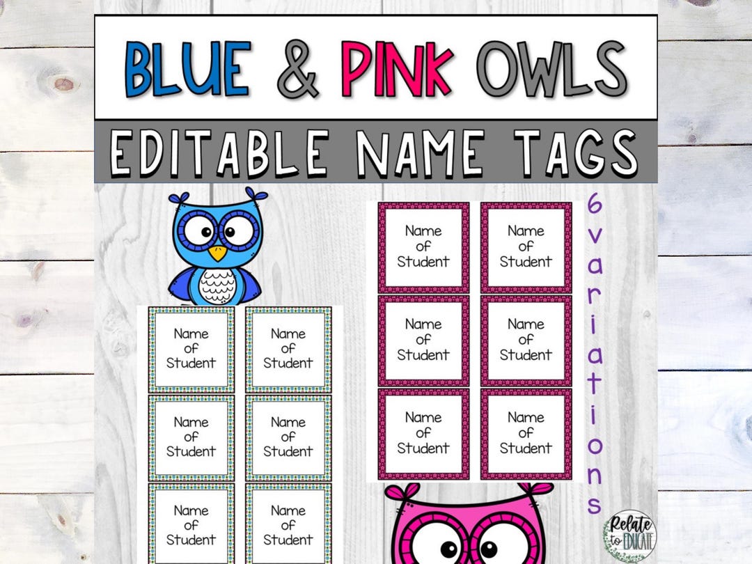 Owl Editable Name Tags | Printable Desk Name Plates for Preschool ...