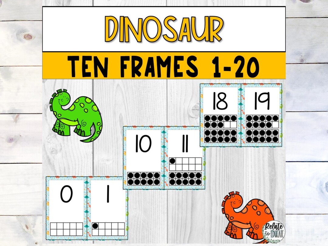 Dinosaur Ten Frame Numbers 0-20 | Math Printable Decor (PDF) - Etsy