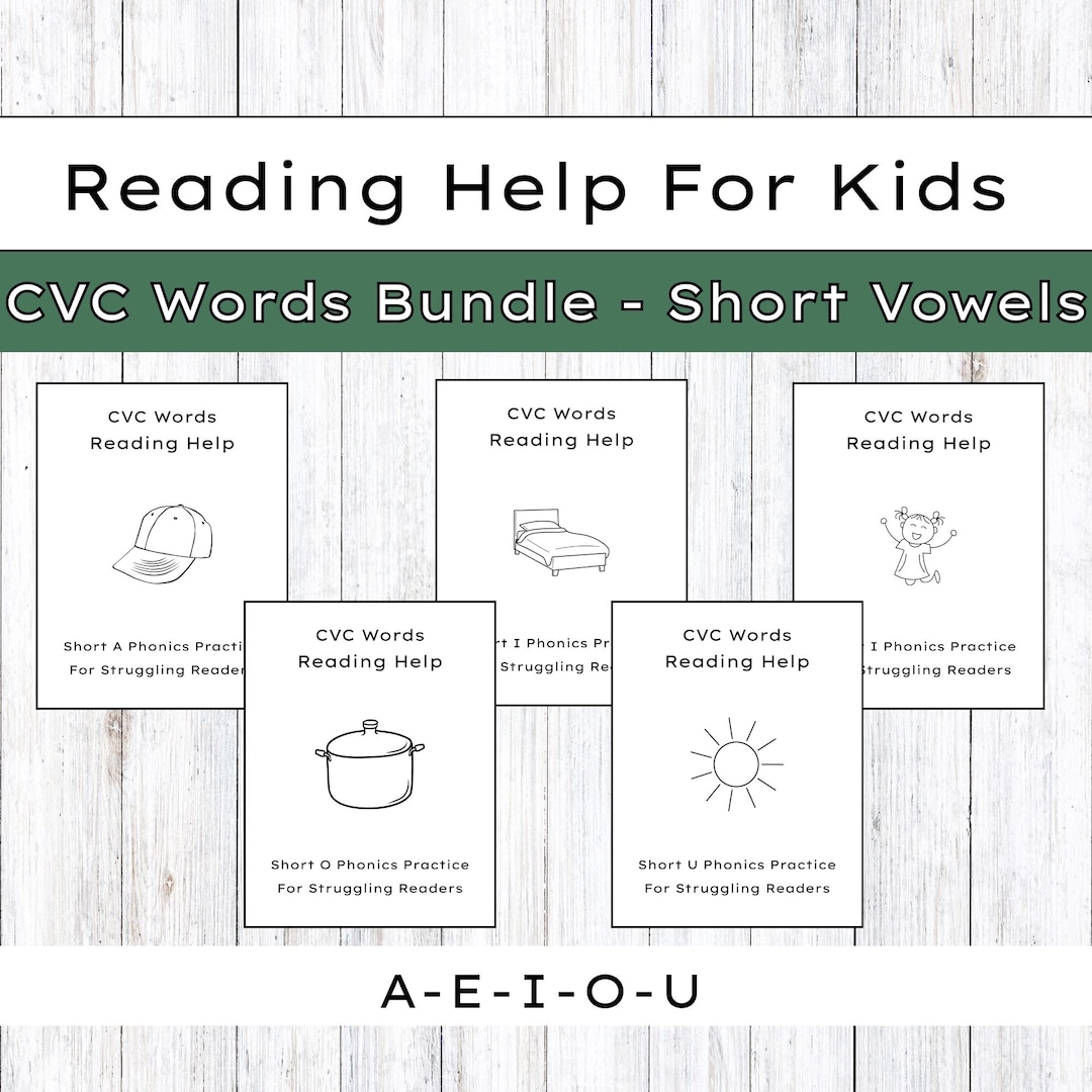 CVC Words Reading Help Bundle – Short Vowels A E I O U Phonics Practice ...