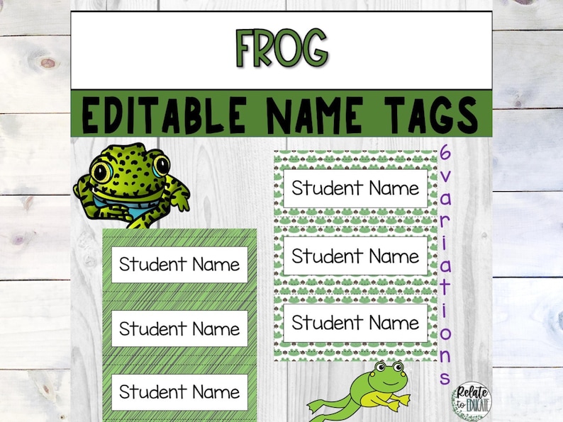 Frog Name Tags | Editable Classroom Decor (PDF + PPT) - Etsy