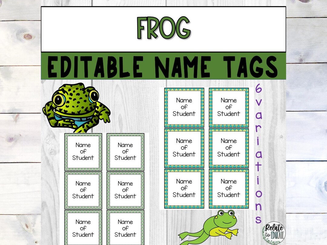 Frog Editable Name Tags | Classroom Decor (printable) - Etsy Australia
