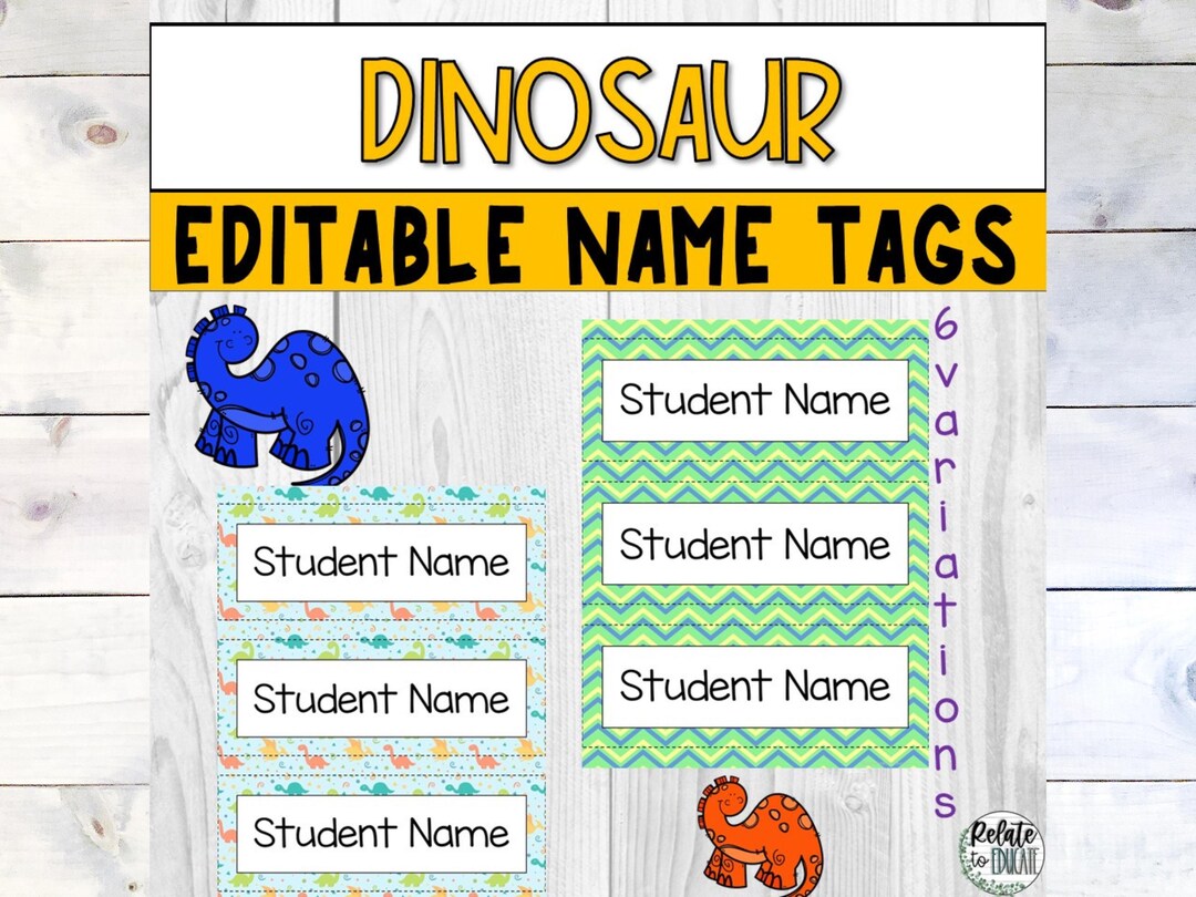 Dinosaur Editable Name Tags | Dino Classroom Decor (digital Download ...