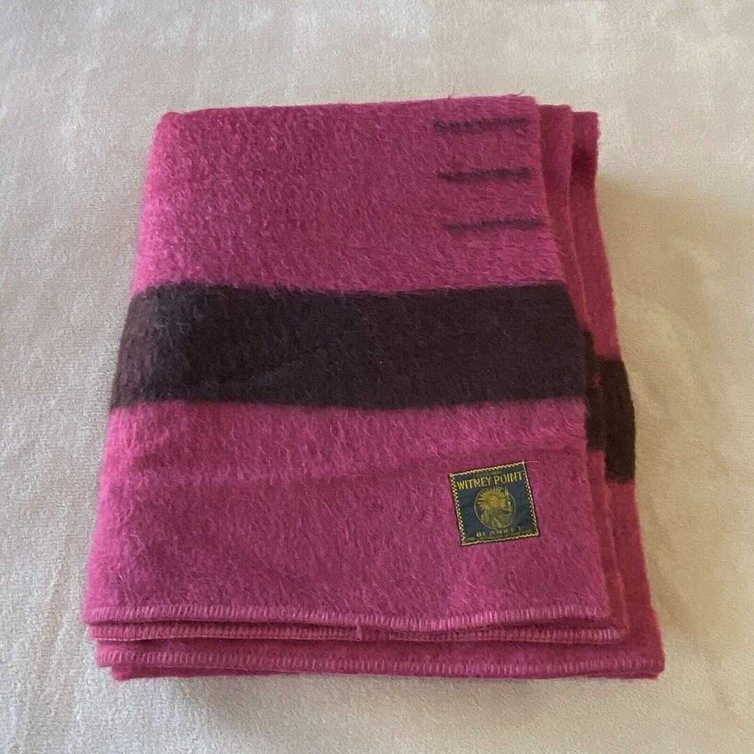 Witney 4 Point Blanket, 100% Wool, Dark Pink, Made in England, 78 X 94 ...