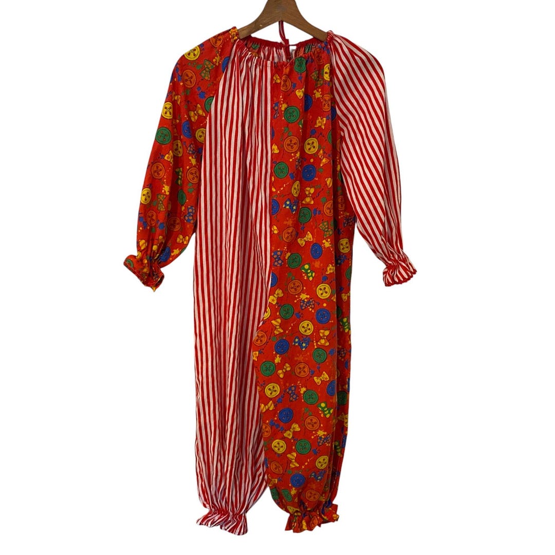 Vintage Handmade Clown Halloween Costume, Stripes and Button Print ...