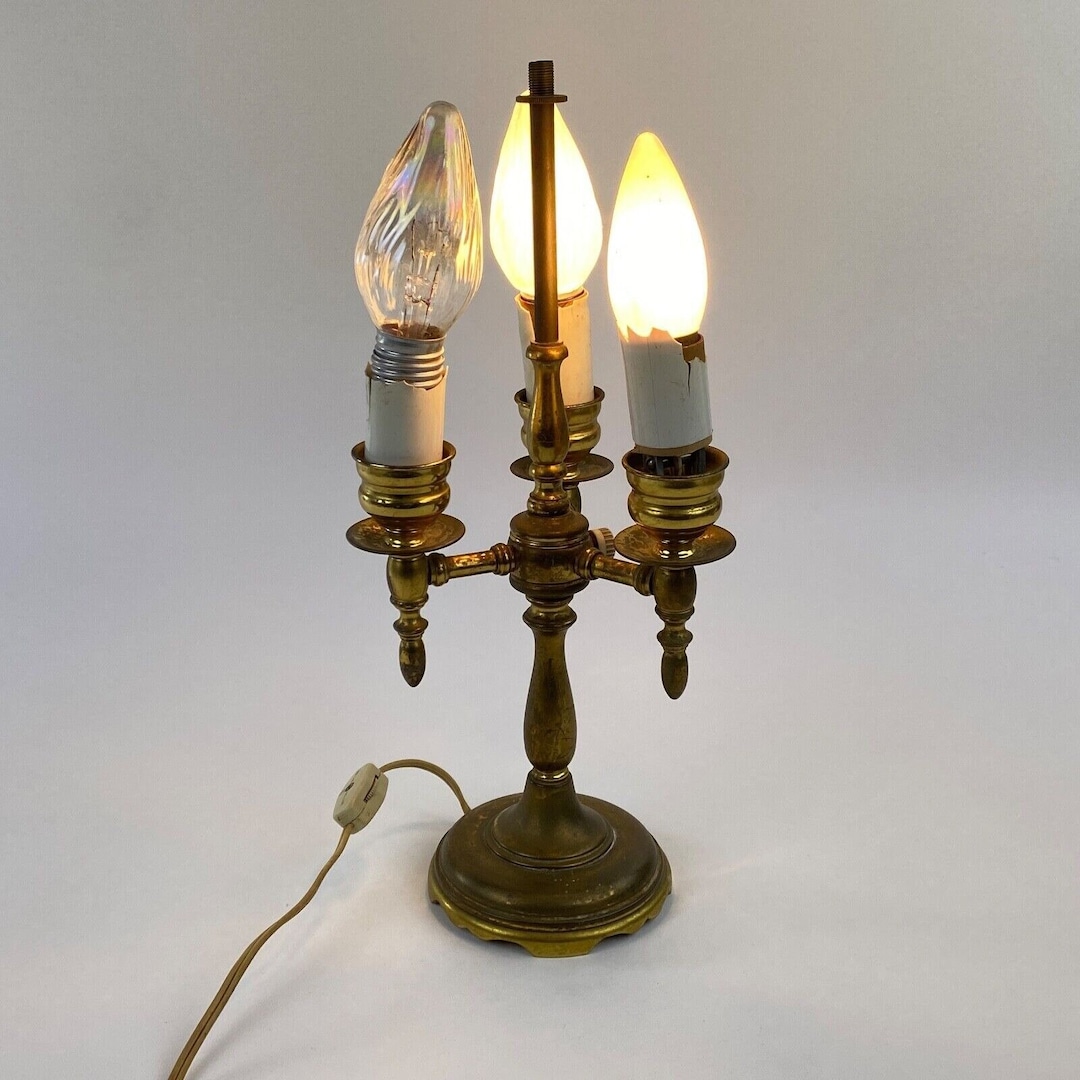 Brass 3 Bulb Candlestick Lamp, Table Desk Lamp, Electric Corded, No ...